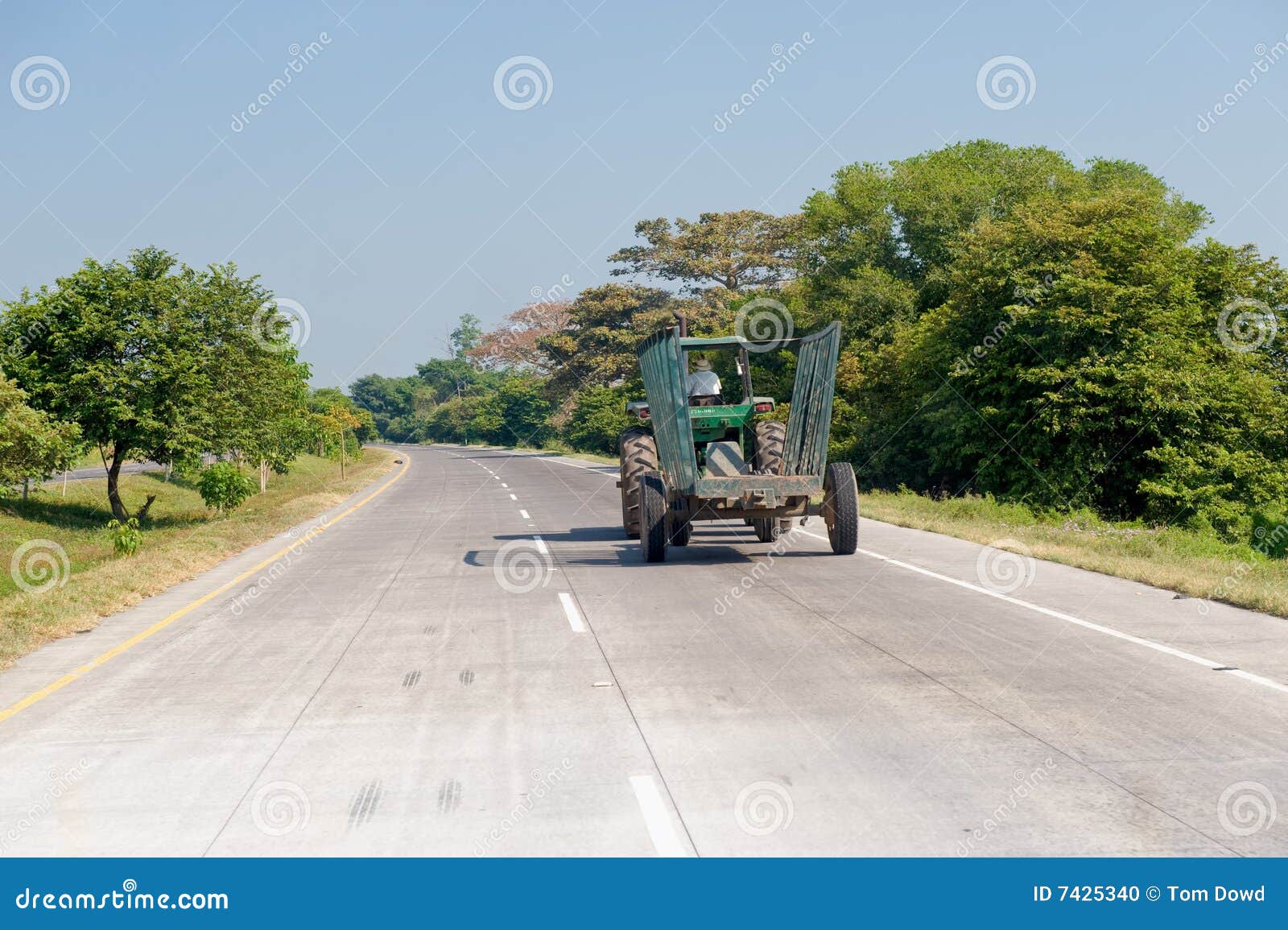 Tractor and Trailer on Road Stock Photo - Image of lane, transportation ...