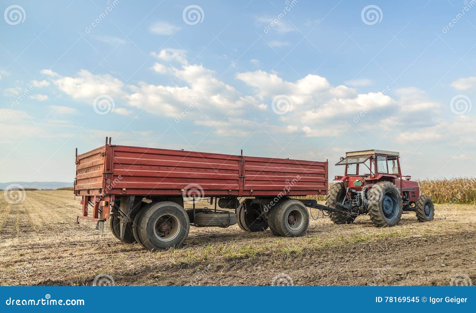 Tractor with Trailer Standing Stock Image - Image of harvest, trailer ...