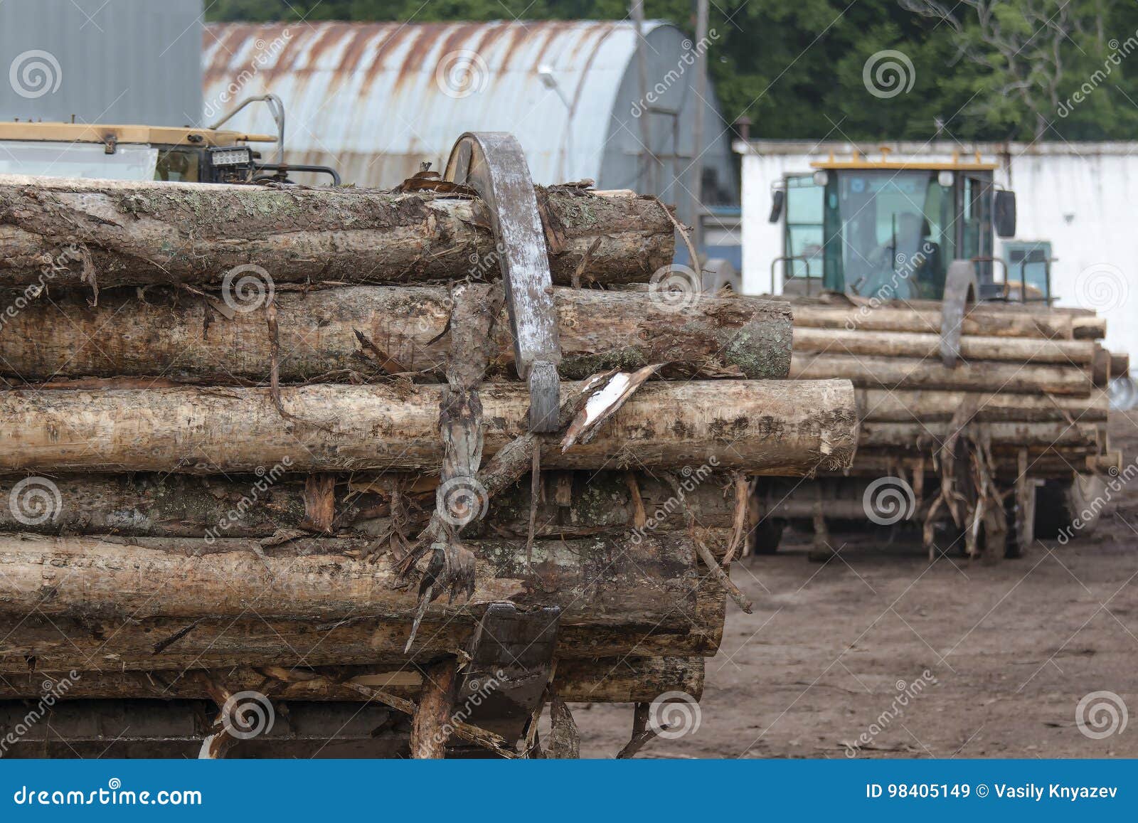 Tractor is Transporting a Stack of Logs Stock Image - Image of grip ...