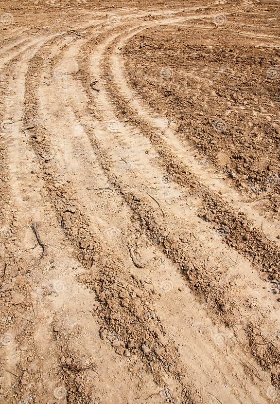 Tractor Tyre Tracks on the Ground Stock Photo - Image of land, mark ...