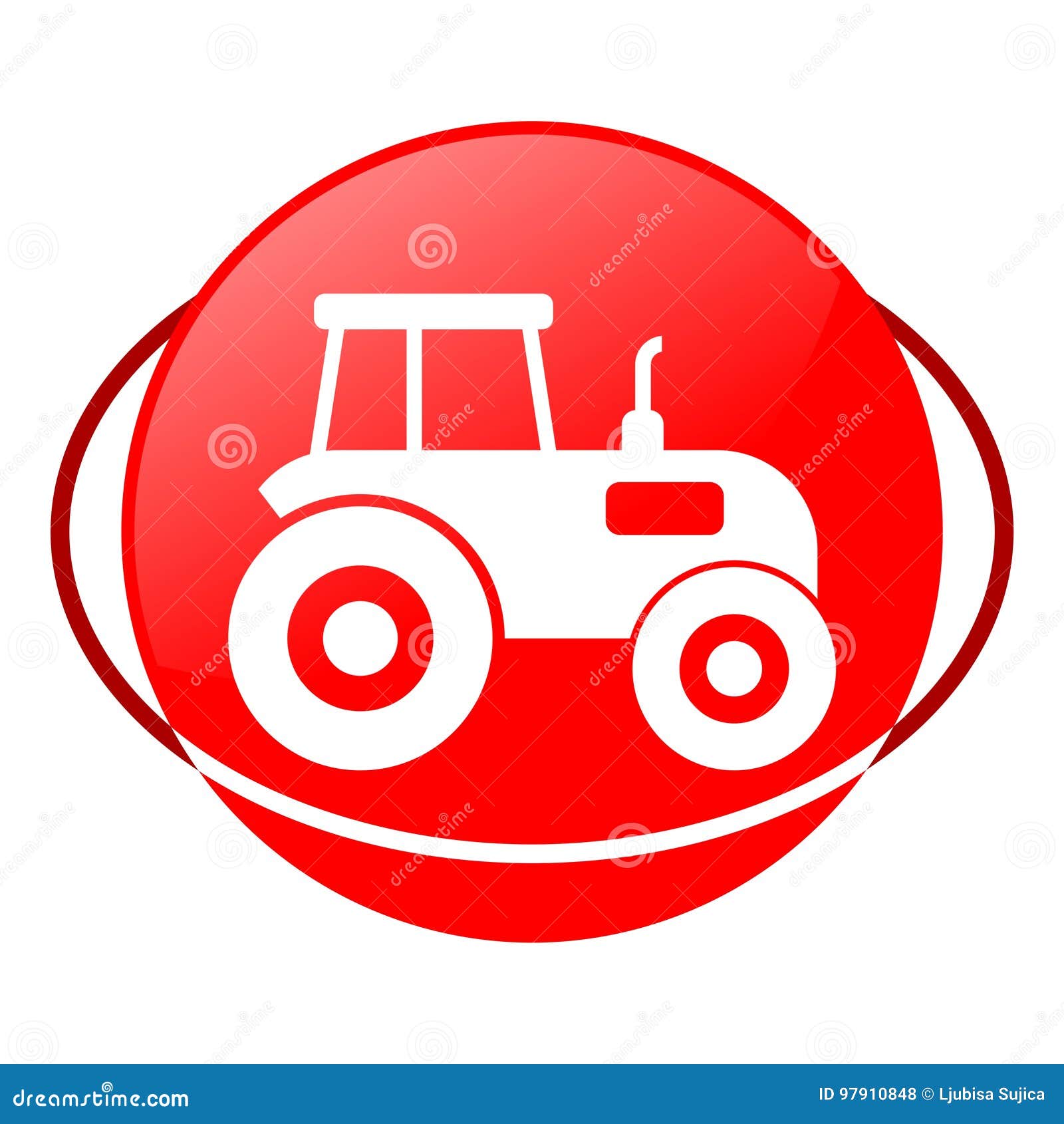 Tractor Vector Illustration, Red Icon Stock Vector - Illustration of ...