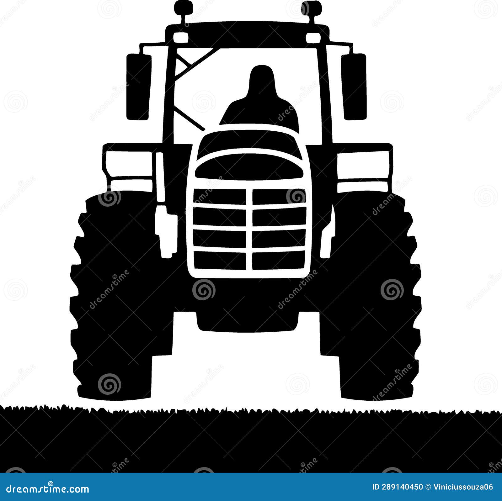 Tractor Vehicle in Front View Stock Illustration - Illustration of ...