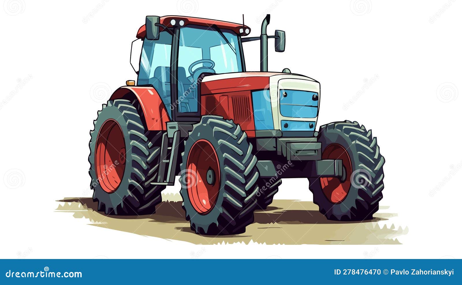 Tractor Vehicle Vector Illustration Isolated on White Background Stock ...