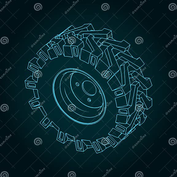 Tractor wheel blueprint stock illustration. Illustration of rubber ...