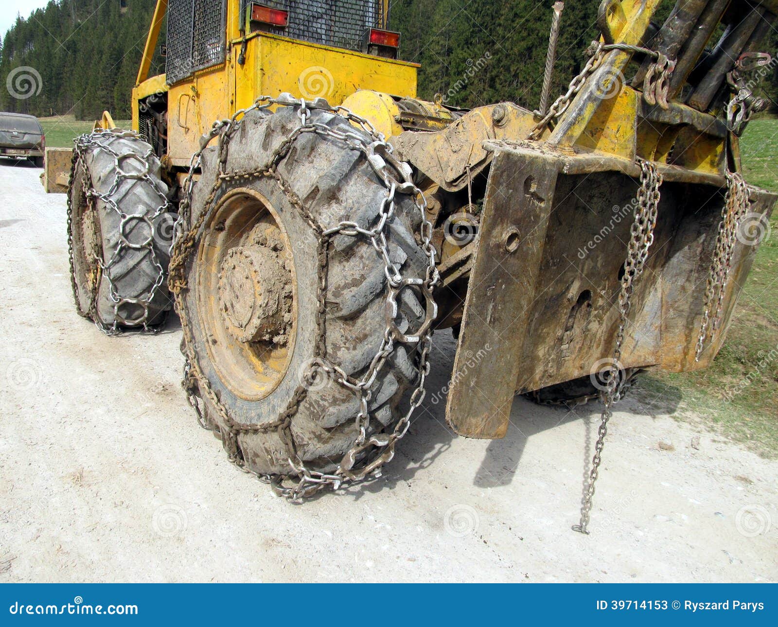 Tractor wheel with chain stock image. Image of metal - 39714153