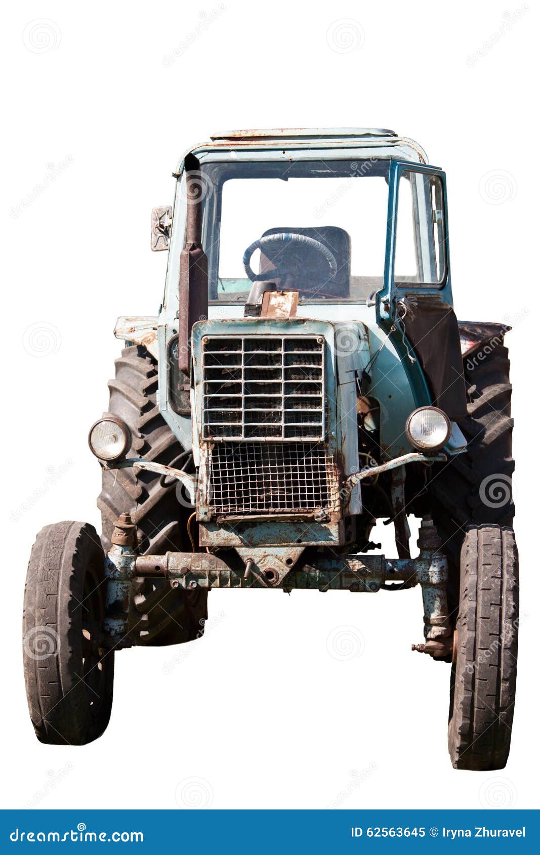 Tractor on White Background Stock Image - Image of tire, blue: 62563645