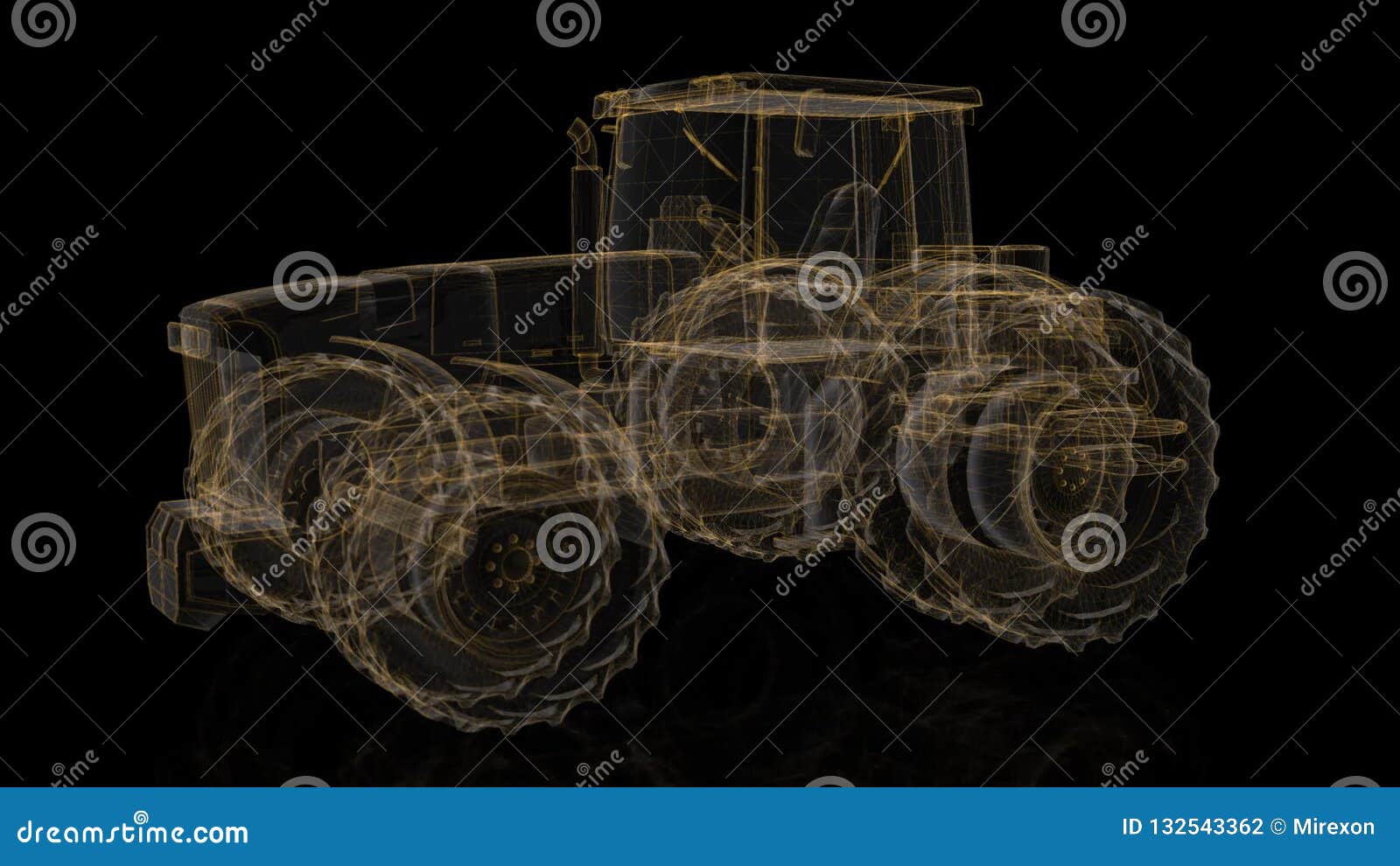 Tractor. Wireframe Triangle Formation of 3d Model Tractor. Rotating 360 ...