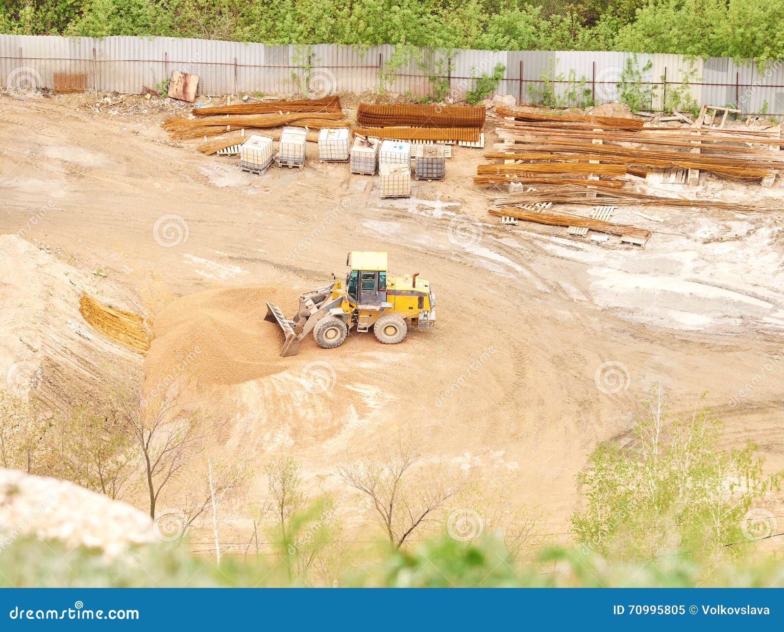 Tractor Working on the Construction Site. Stock Image - Image of loader ...