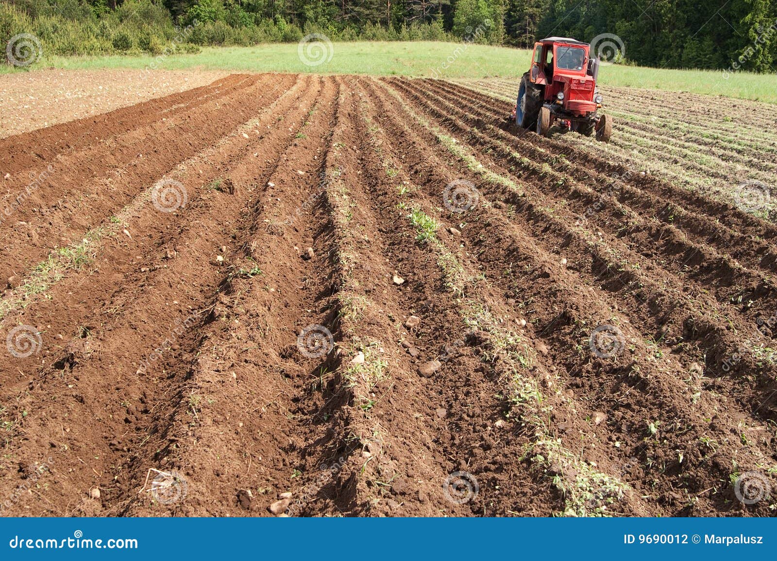 Tractor Working a Fallow Ploughed Field Stock Photo - Image of ...
