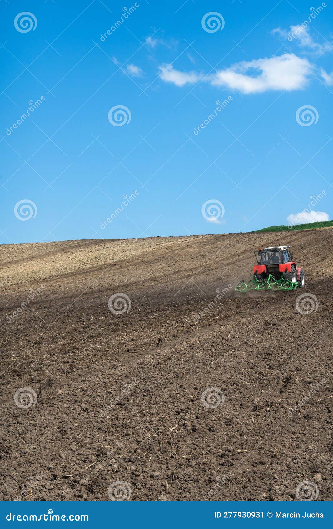 Tractor Working in Farm Fields, Rural Landscape Stock Image - Image of ...