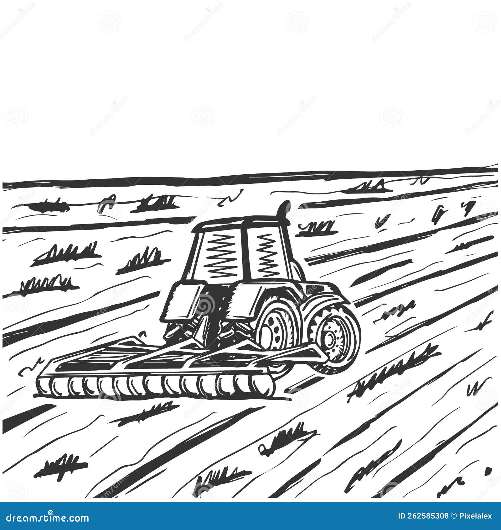 How To Draw Tractor For Children. Step By Step Drawing Tutorial Vector ...