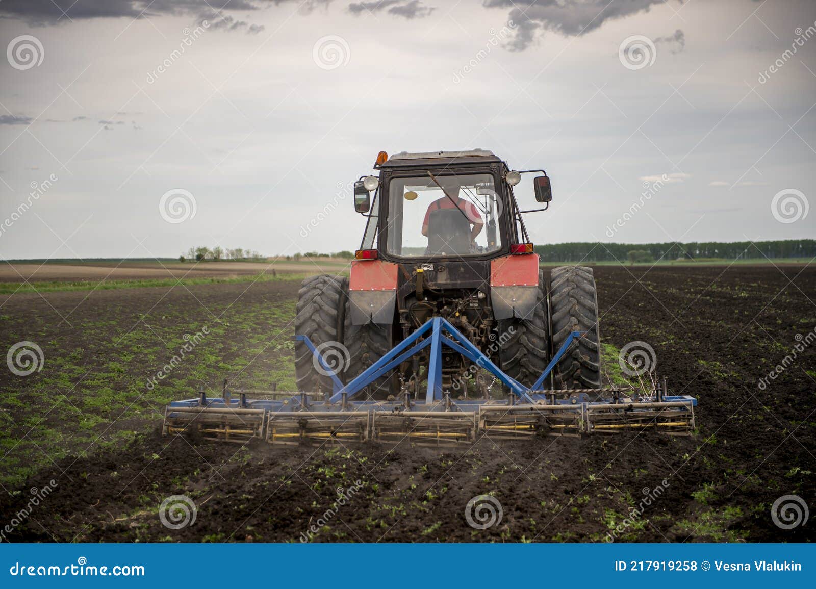 Tractor Working in the Field Stock Photo - Image of mirror, shine ...