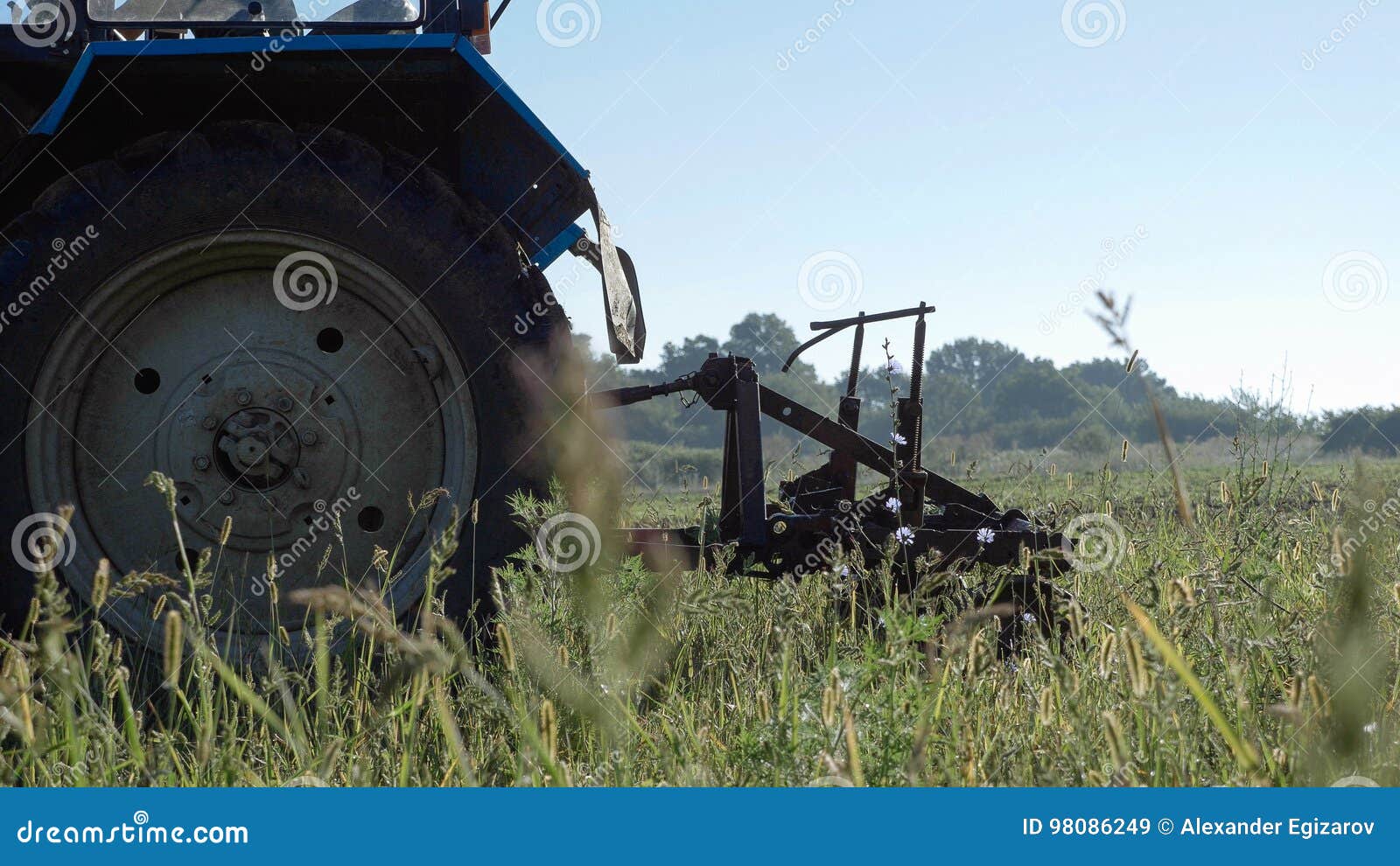 Tractor Working on the Potato Field. Harvesting Potatoes with Using ...