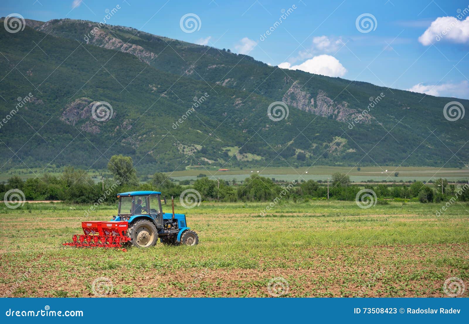 Tractor works in field. editorial stock photo. Image of agrimotor ...