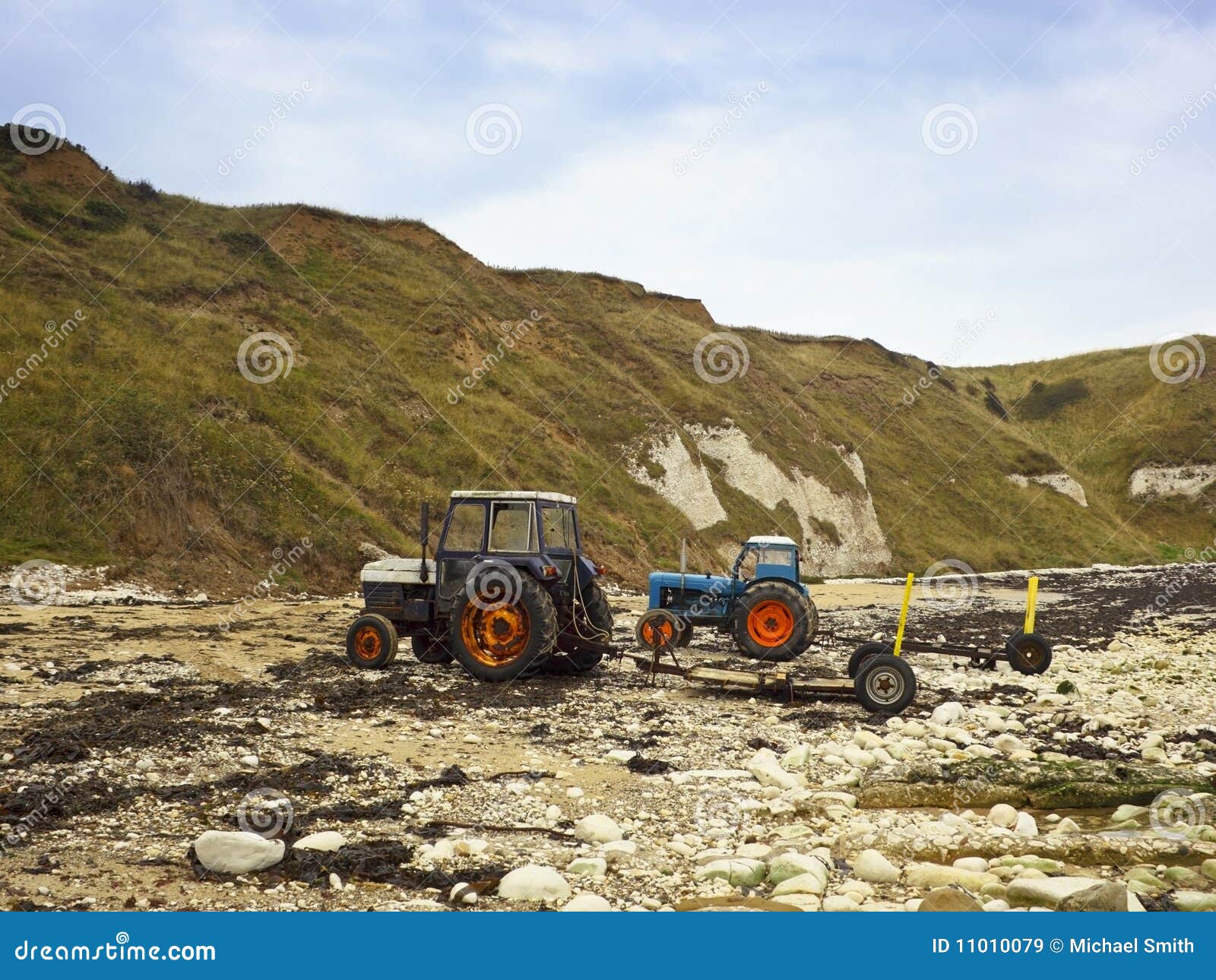 Tractors and boat trailers stock image. Image of technology - 11010079