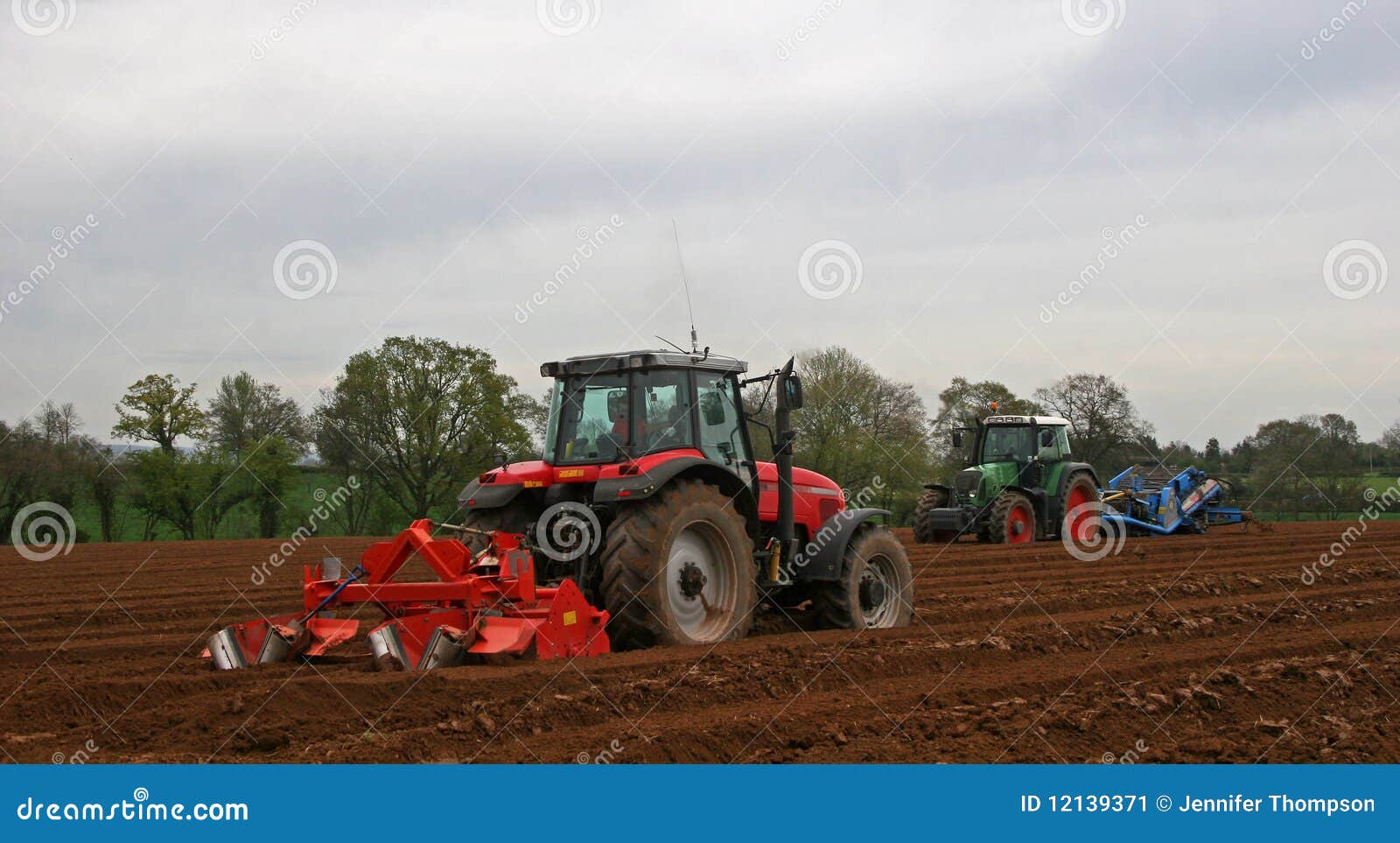 Tractors ploughing stock image. Image of huge, farm, plough - 12139371