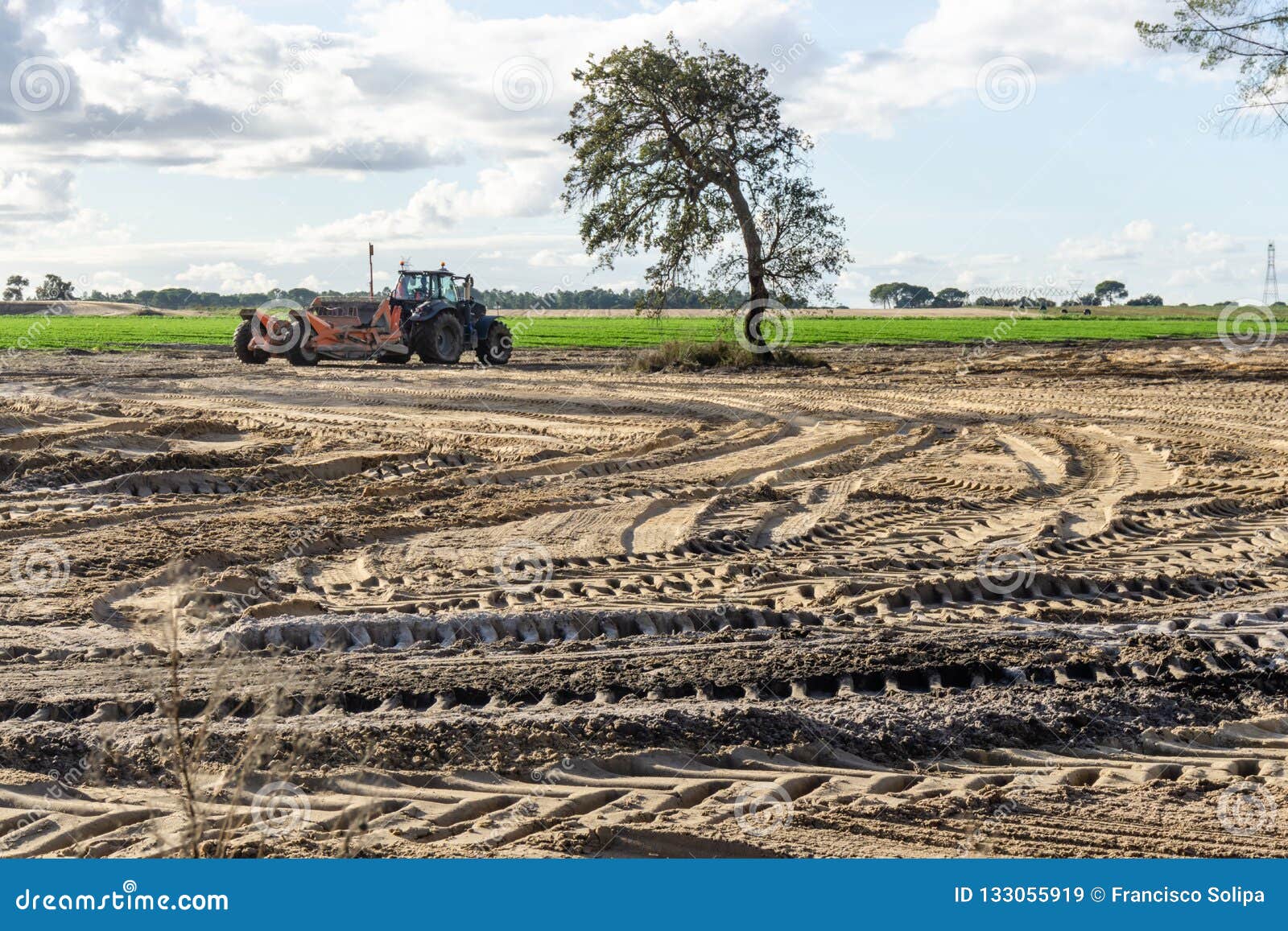 Tractors Preparing Land for Sowing Stock Image - Image of farmland ...