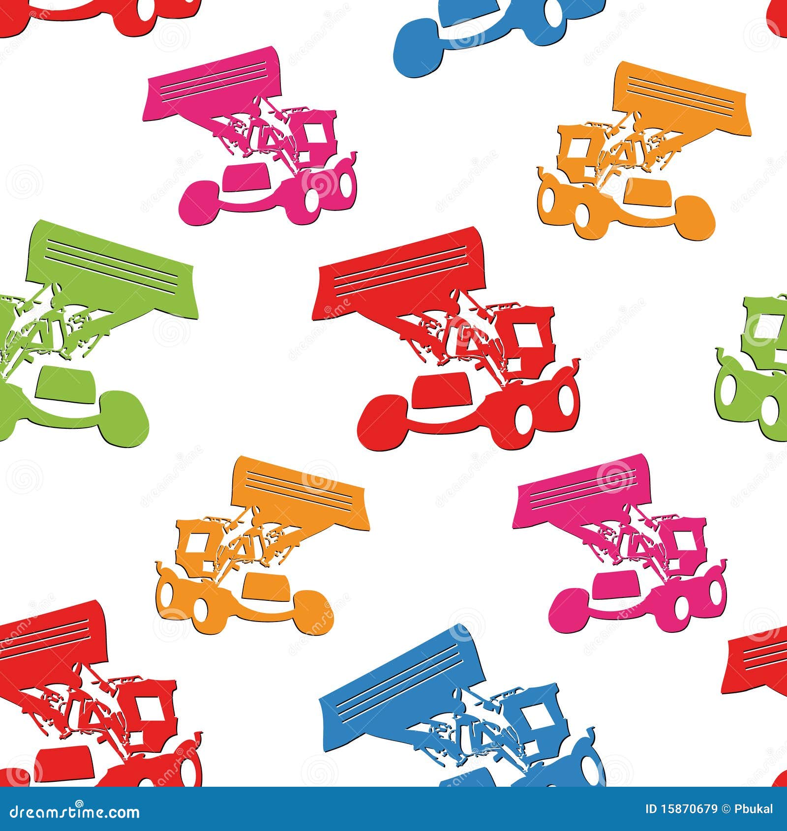 Tractors Seamless Vector Border. Repeating Kids Pattern Tractors ...