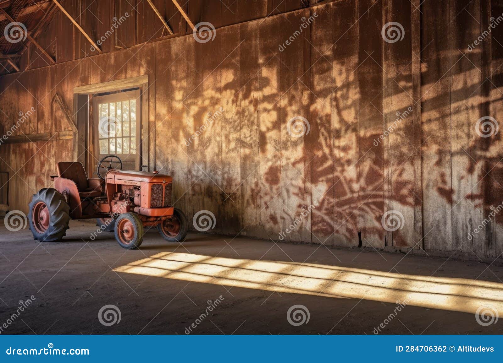Tractors Shadow Cast on Rustic Barn Wall Stock Photo - Image of rural ...