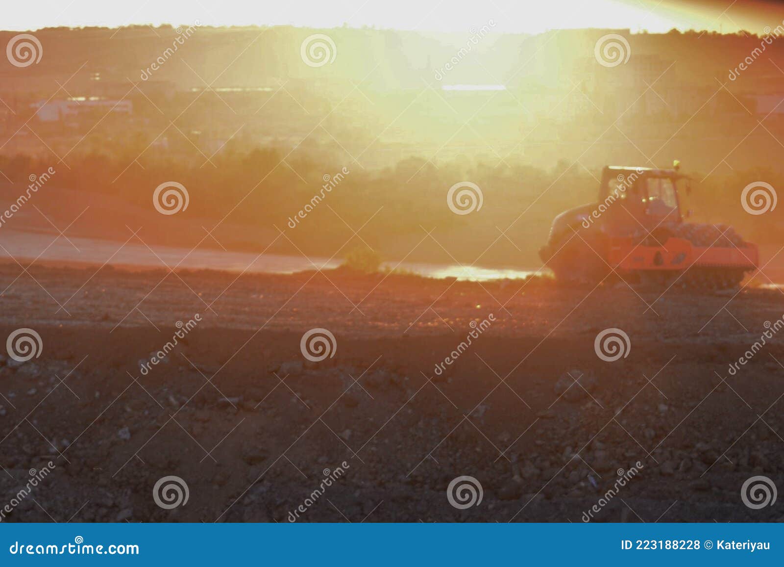 Tractortractor in the Sunlight, in the Evening Sunset Stock Photo ...