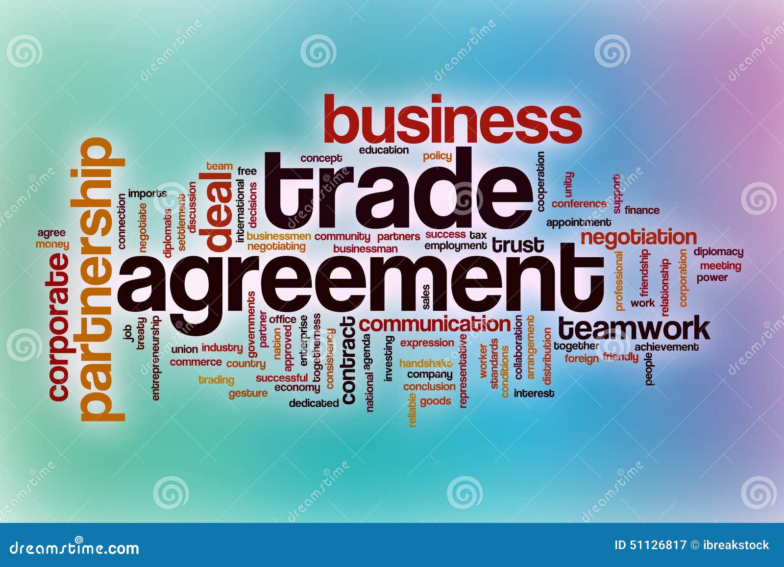 Trade Agreement Word Cloud with Abstract Background Stock Illustration ...