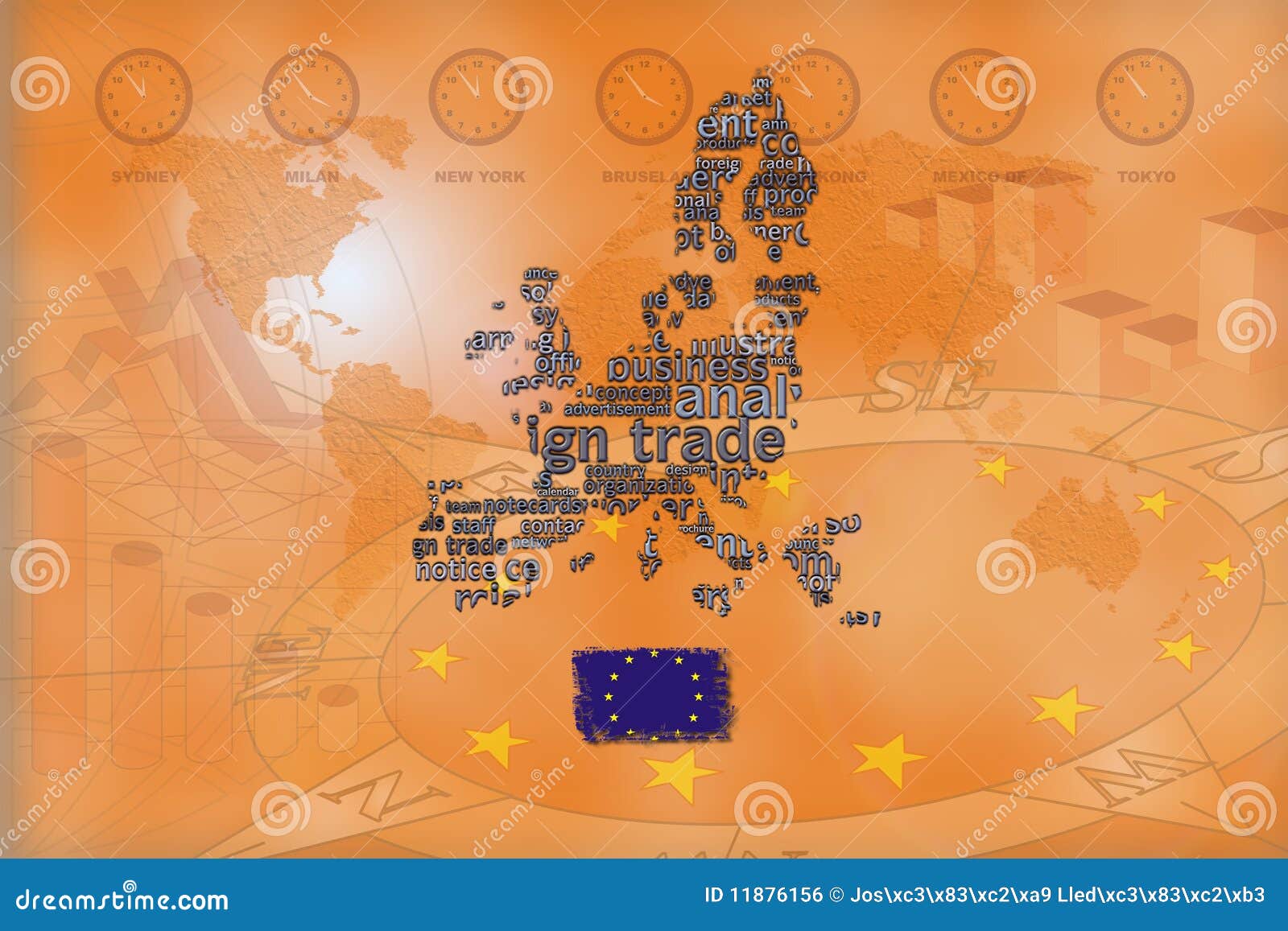 Trade background EU orange stock illustration. Illustration of advert ...