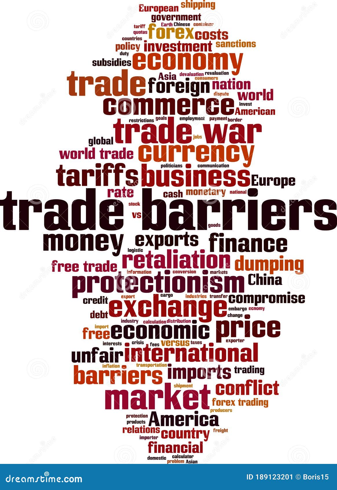 Trade barriers word cloud stock vector. Illustration of protectionism ...