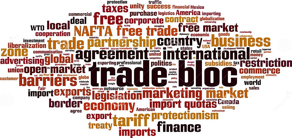 Trade bloc word cloud stock vector. Illustration of treaty - 274835062