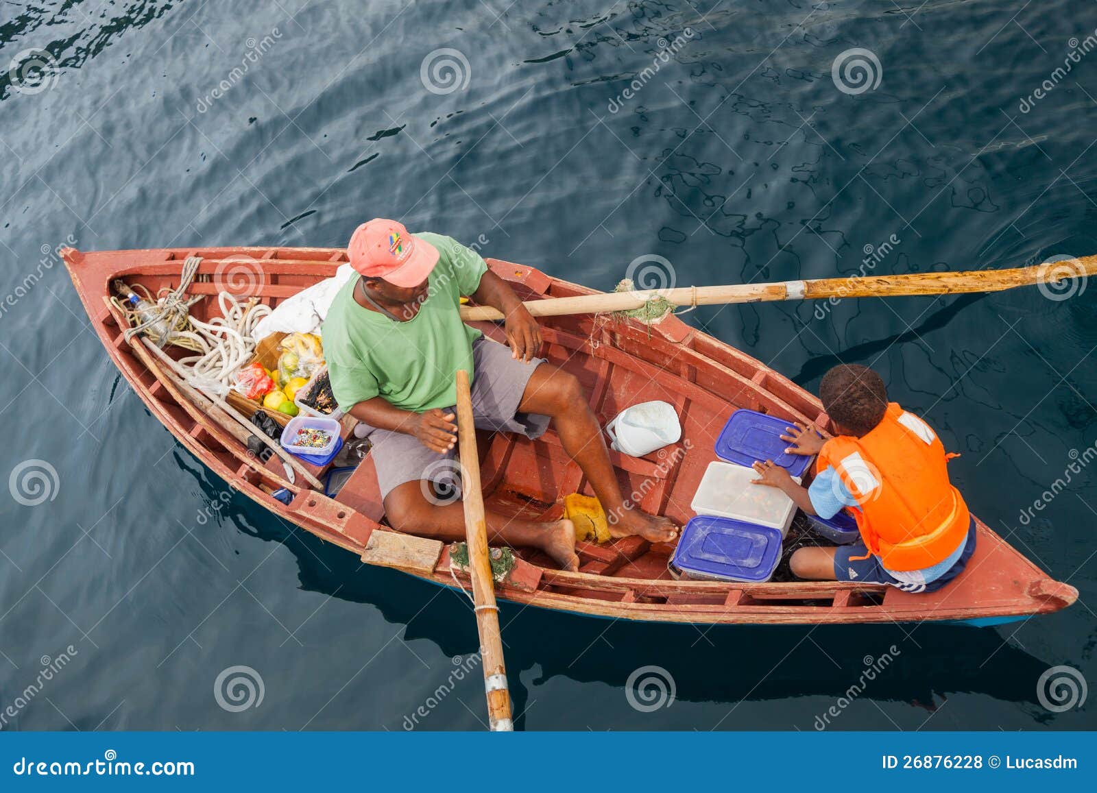 Trade from the boat. editorial stock photo. Image of blue - 26876228