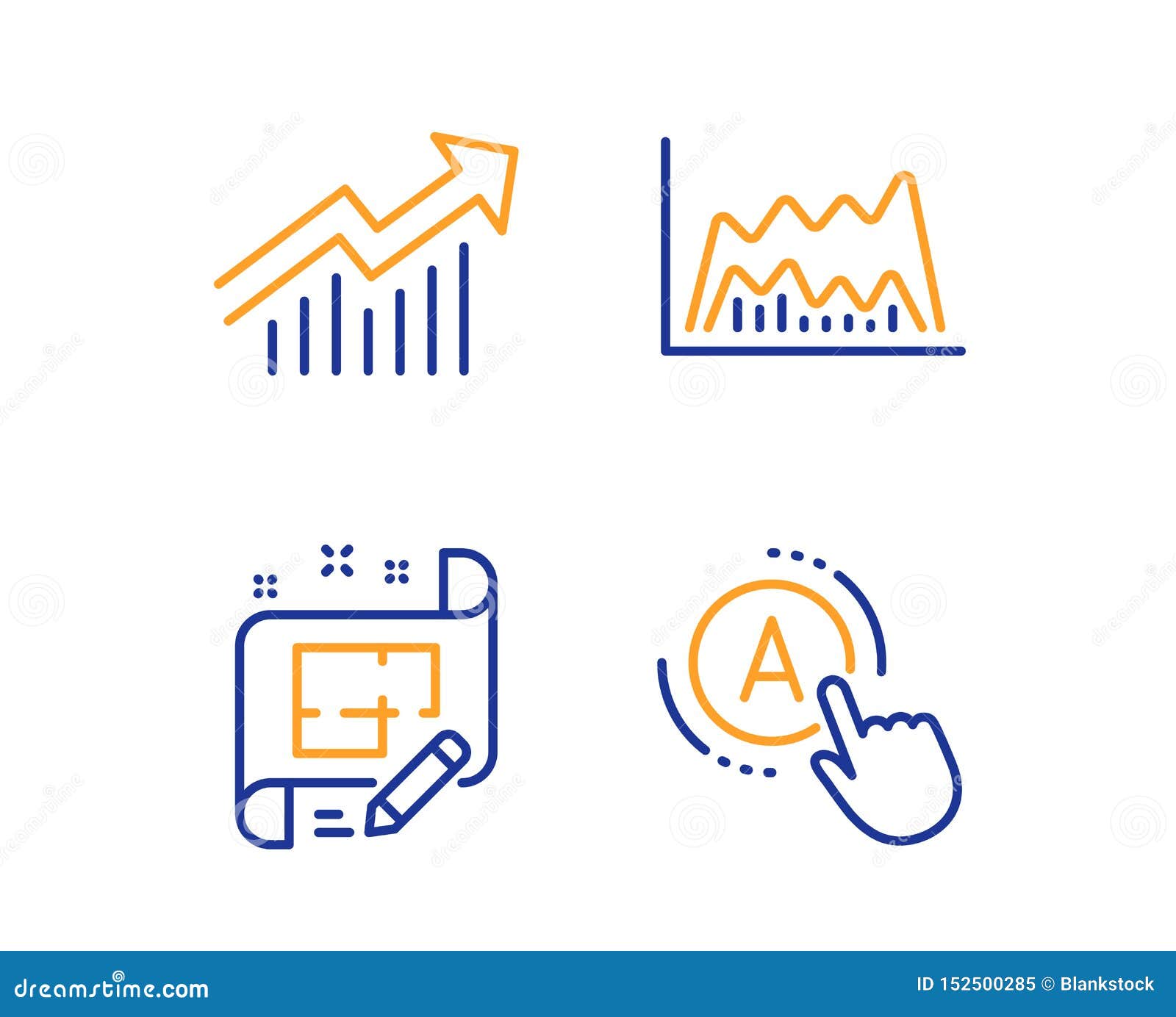 Trade Chart, Demand Curve and Architect Plan Icons Set. Ab Testing Sign ...