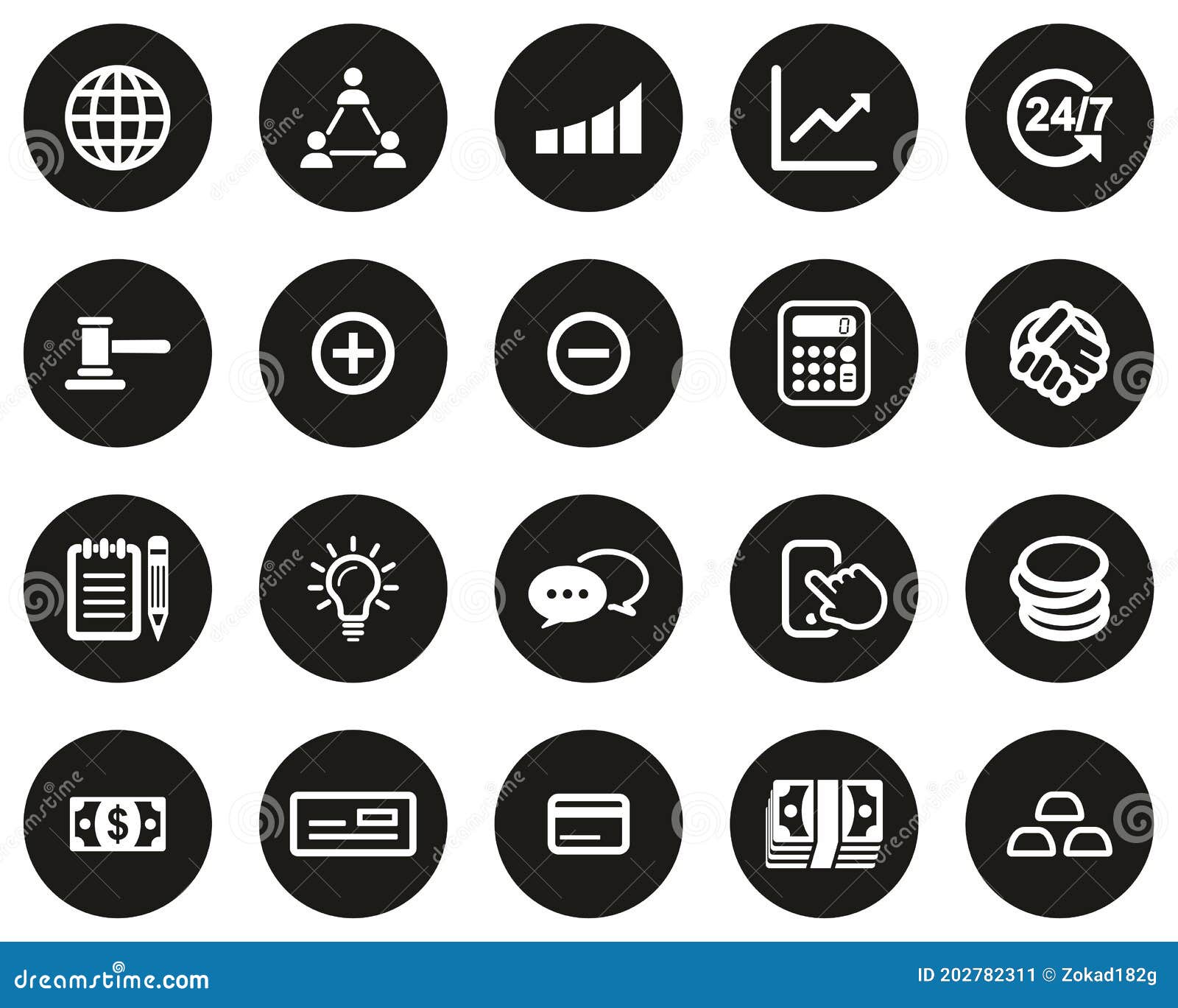 Trade or Exchange Icons White on Black Flat Design Circle Set Big Stock ...
