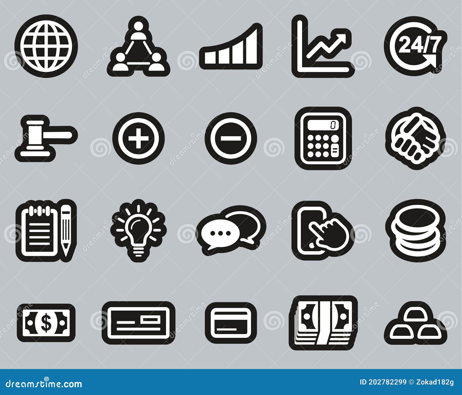 Trade or Exchange Icons White on Black Sticker Set Big Stock Vector ...