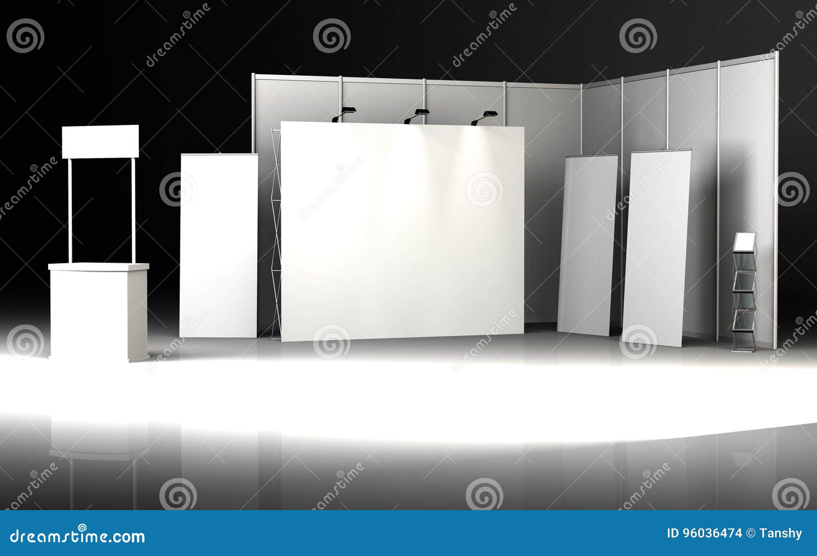 Trade. Exhibition Stand, 3D Rendering Stock Photo - Image of museum ...
