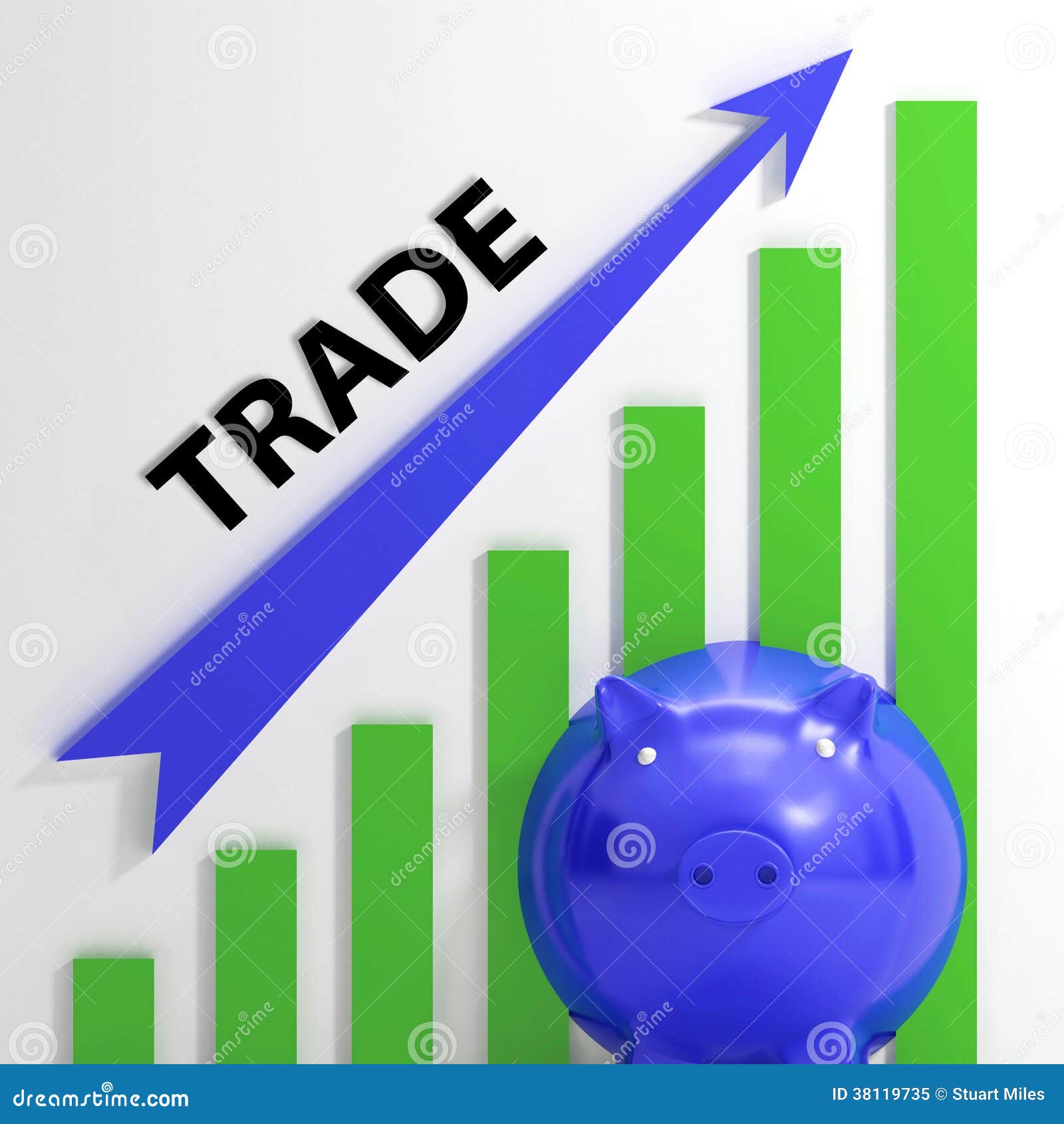 Trade Graph Shows Growth in Markets and Share Value Stock Illustration ...