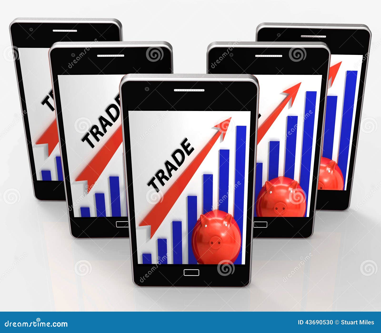 Trade Graph Shows Growth in Markets and Share Value Stock Illustration ...