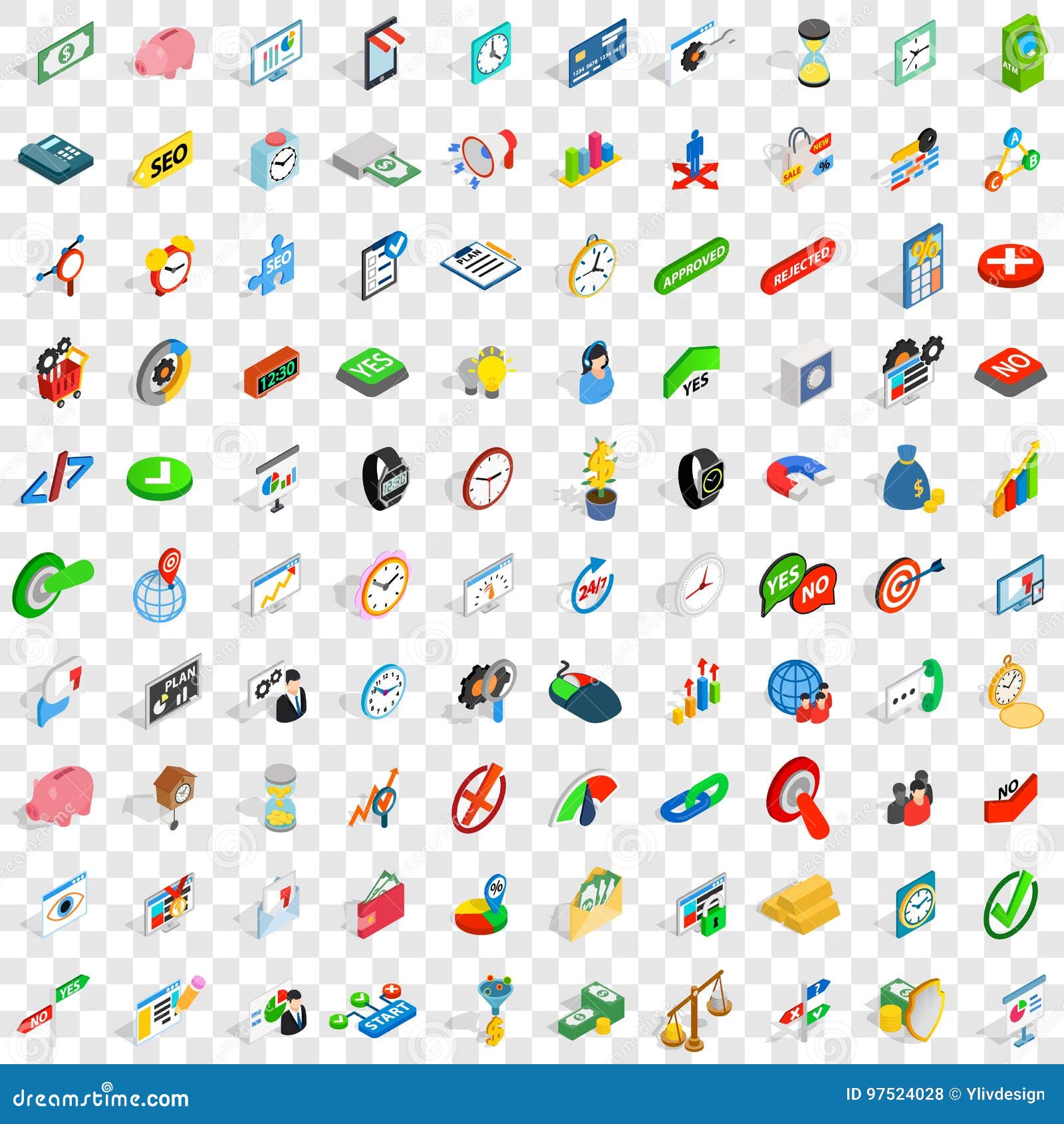 100 Trade Icons Set, Isometric 3d Style Stock Vector - Illustration of ...