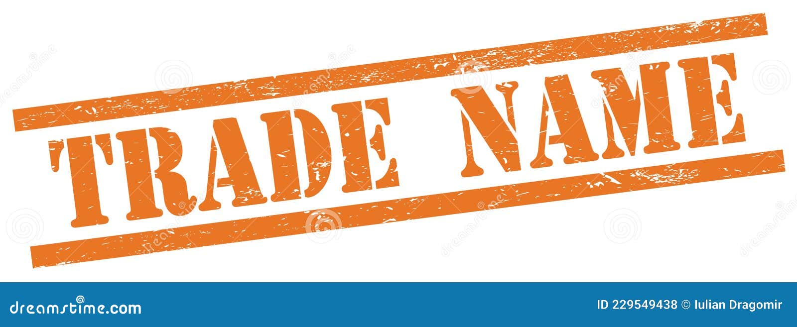TRADE NAME Text on Orange Grungy Rectangle Stamp Stock Illustration ...