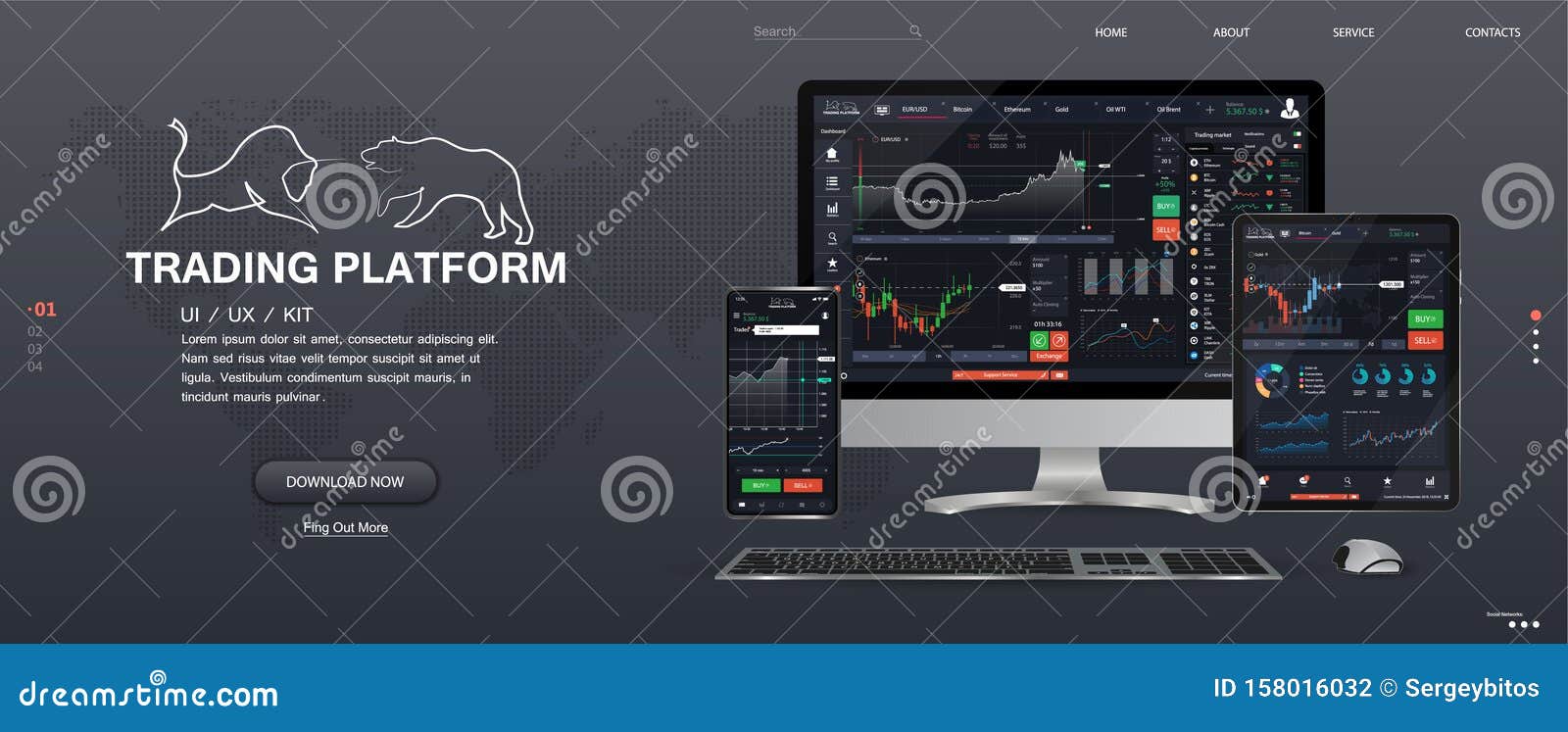 Trade platform UI design stock vector. Illustration of interface ...
