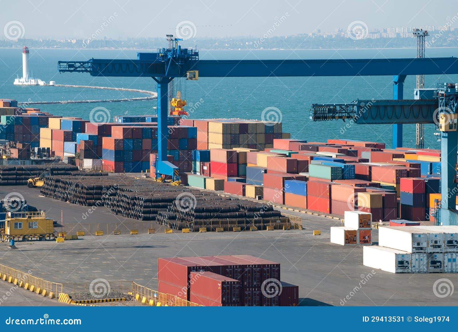Trade port with containers stock image. Image of ship - 29413531