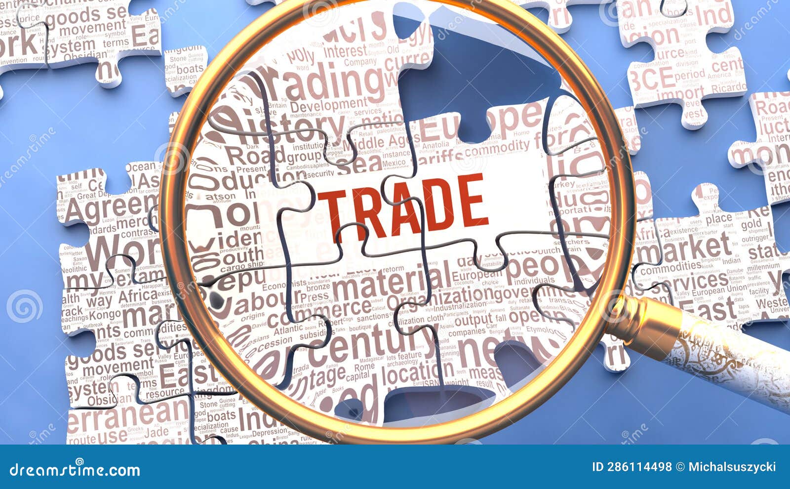 Trade and Related Ideas on a Puzzle Pieces. a Metaphor Showing ...