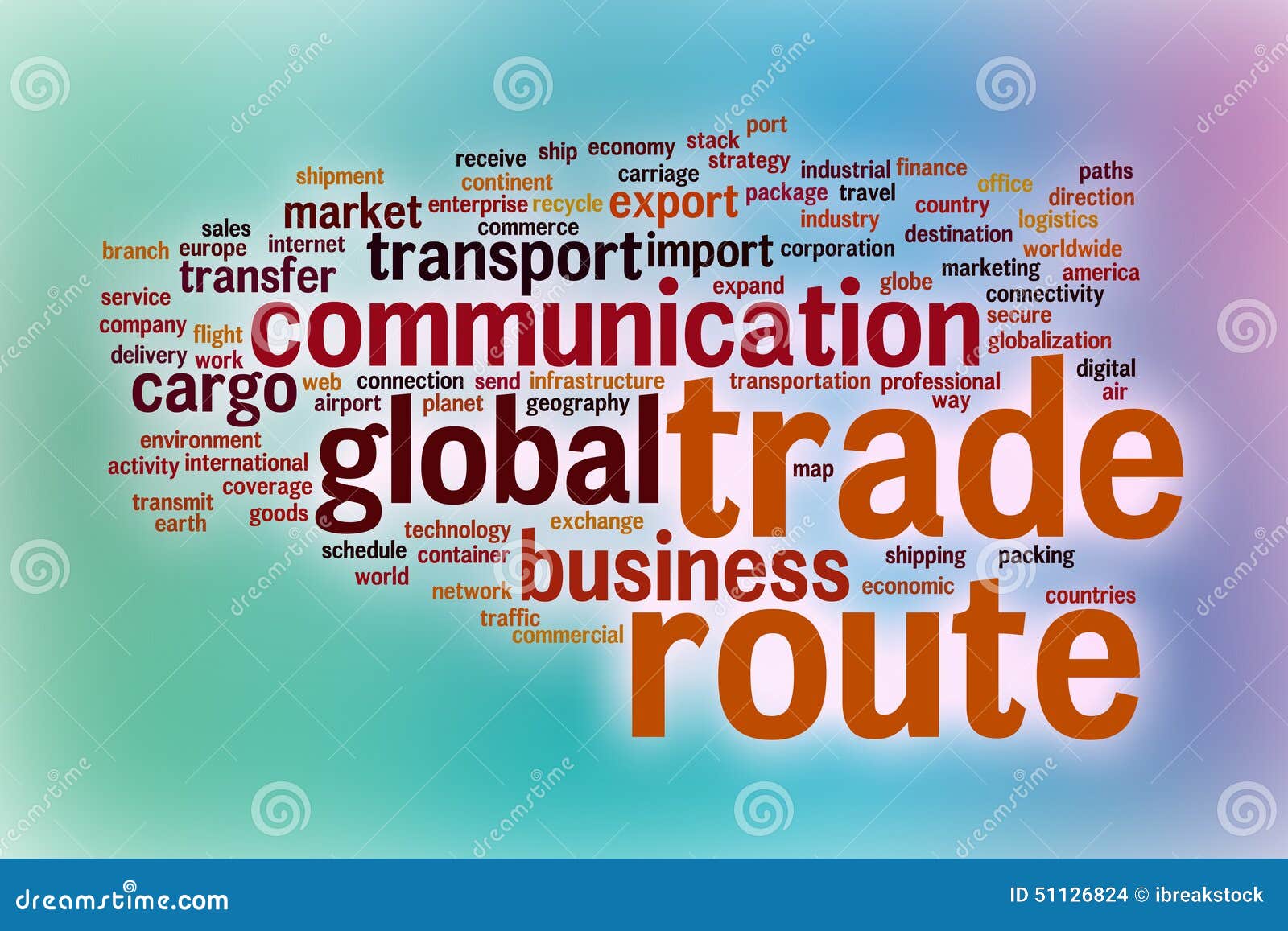 Trade Route Word Cloud with Abstract Background Stock Illustration ...