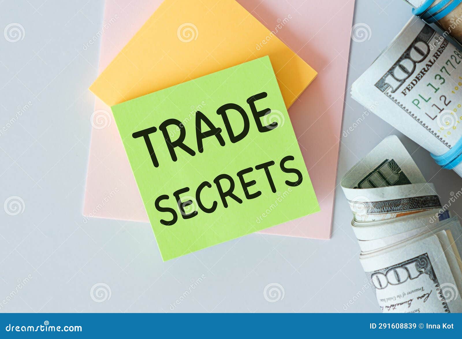 Trade Secrets Text on Notice Board with Money, Business Concept Stock ...