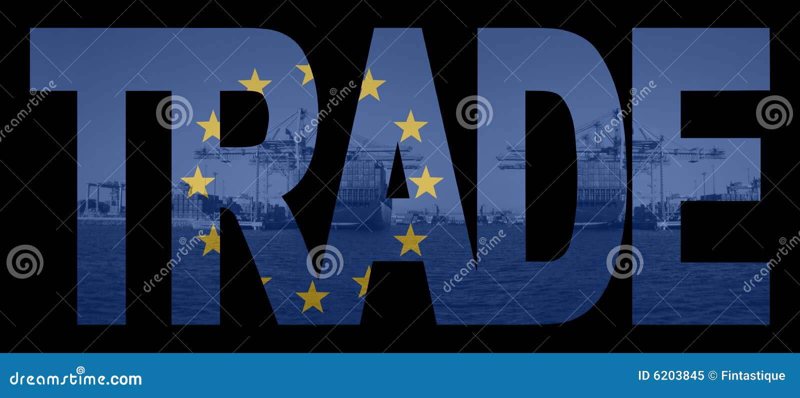 Trade text with EU flag stock illustration. Illustration of commerce ...