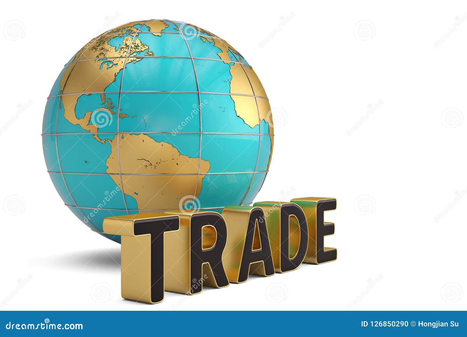 Trade Word and Globe on White Background 3D Illustration. Stock ...