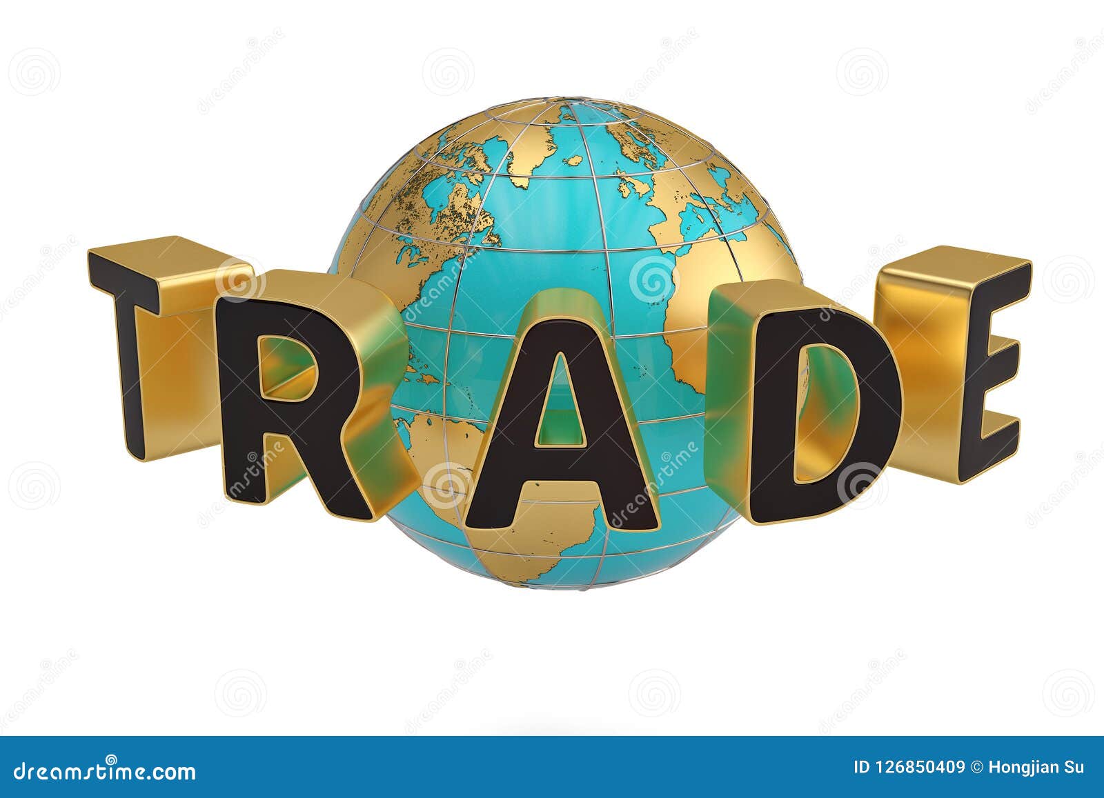 Trade Word and Globe on White Background 3D Illustration. Stock ...