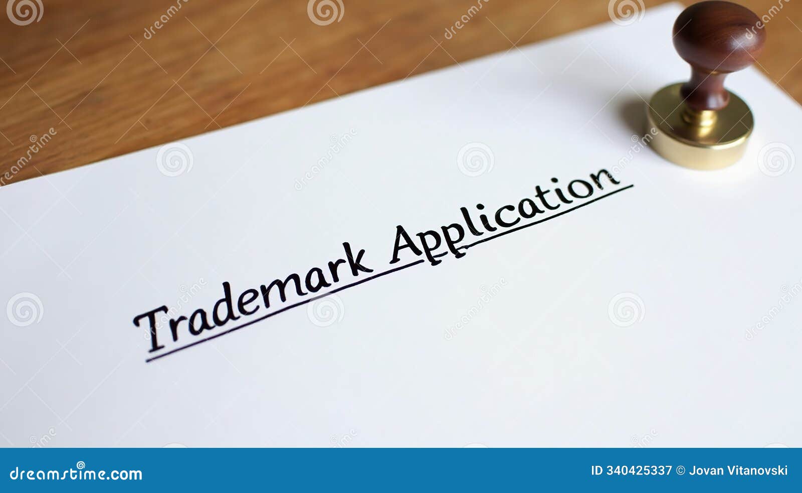 Trademark Application Form with Rubber Stamp on Desk Stock Illustration ...