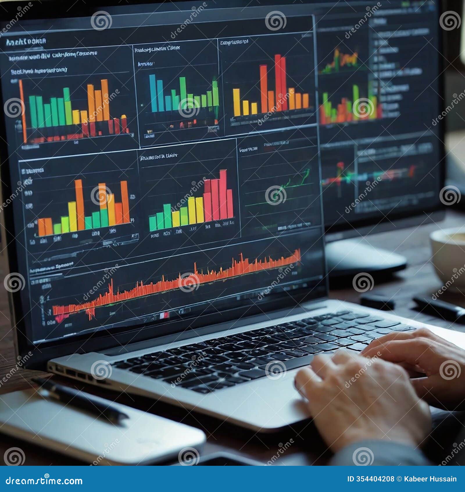 Trader Analyzing Data on Virtual Screen.Price Graph and Indicator. Stock Market Invest and ...