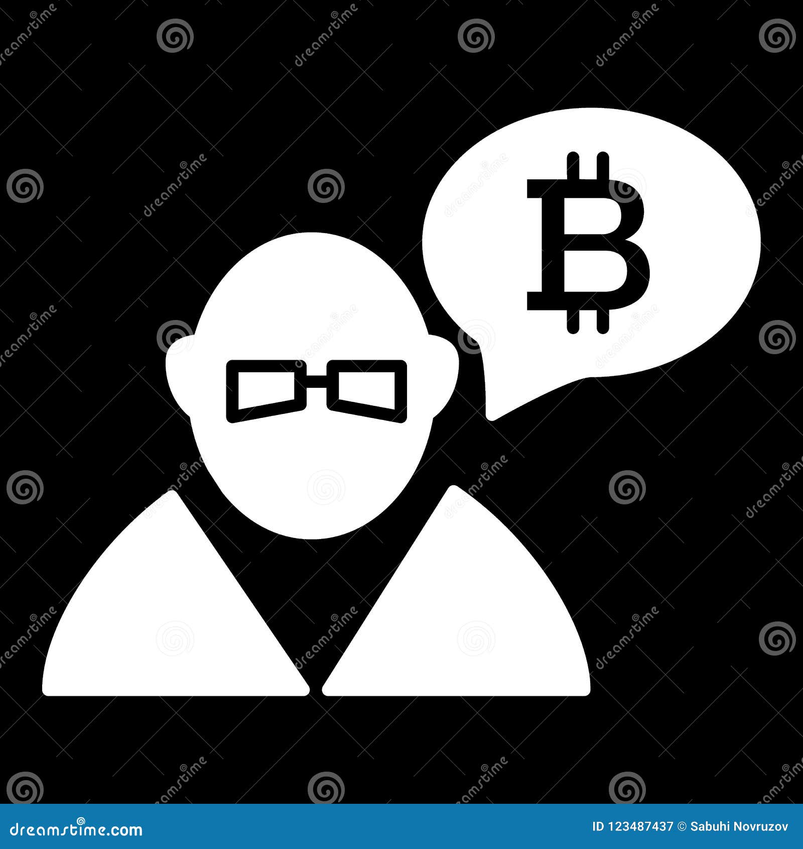 Trader, Person, Exchange, Bitcoin Solid Icon. Vector Illustration ...