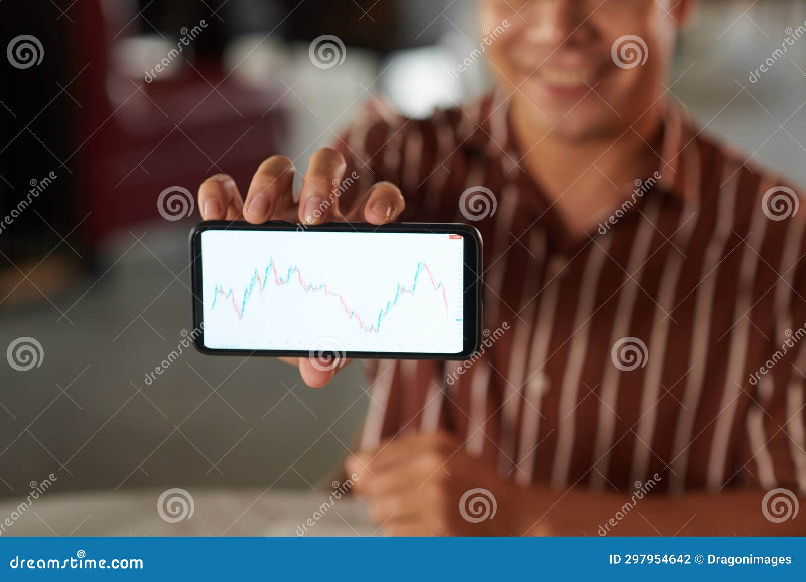 Trader Showing Smartphone with Chart Stock Photo - Image of infographic ...