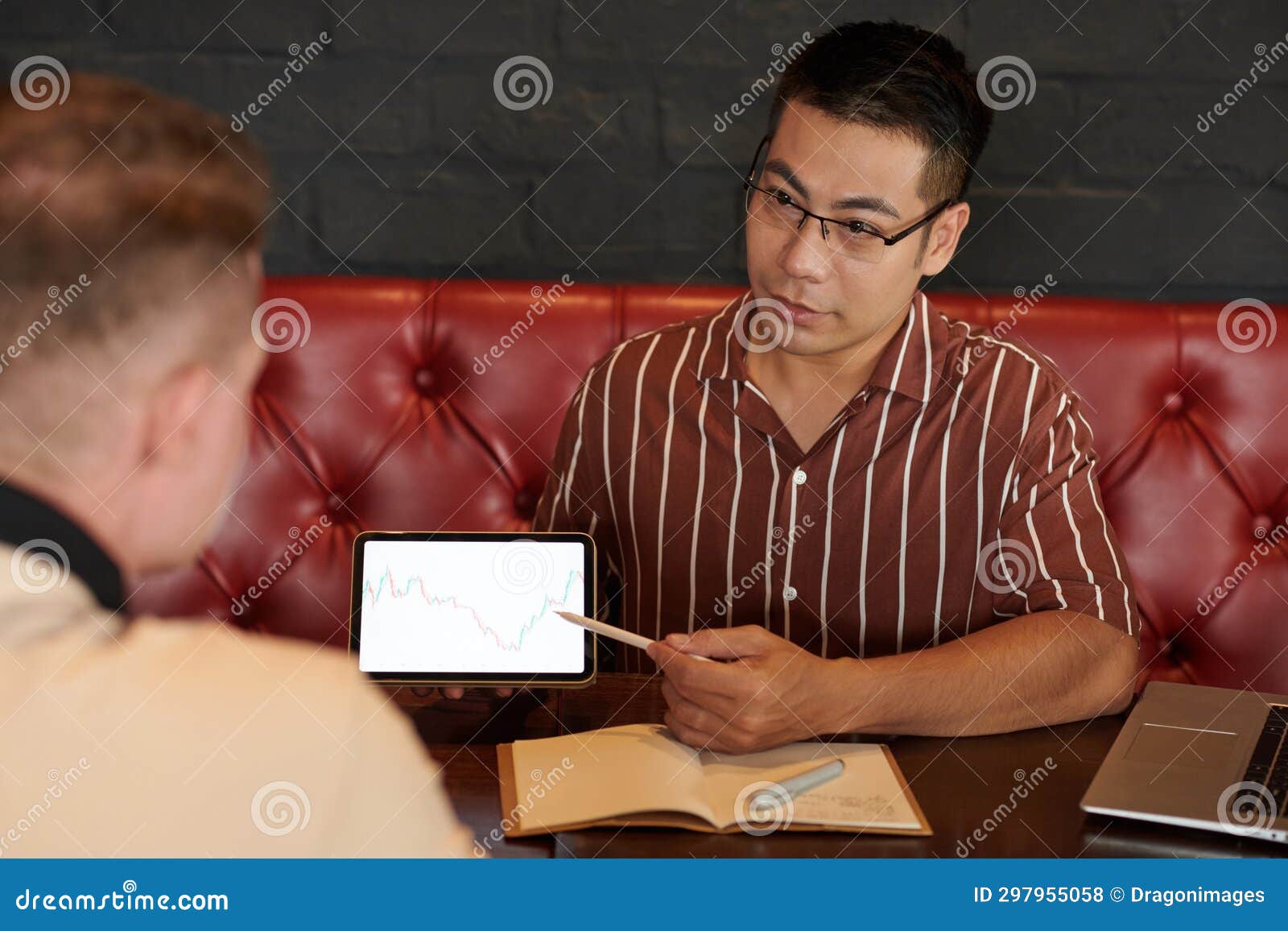 Trader Teaching Man Read Stock Charts Stock Photo - Image of index ...